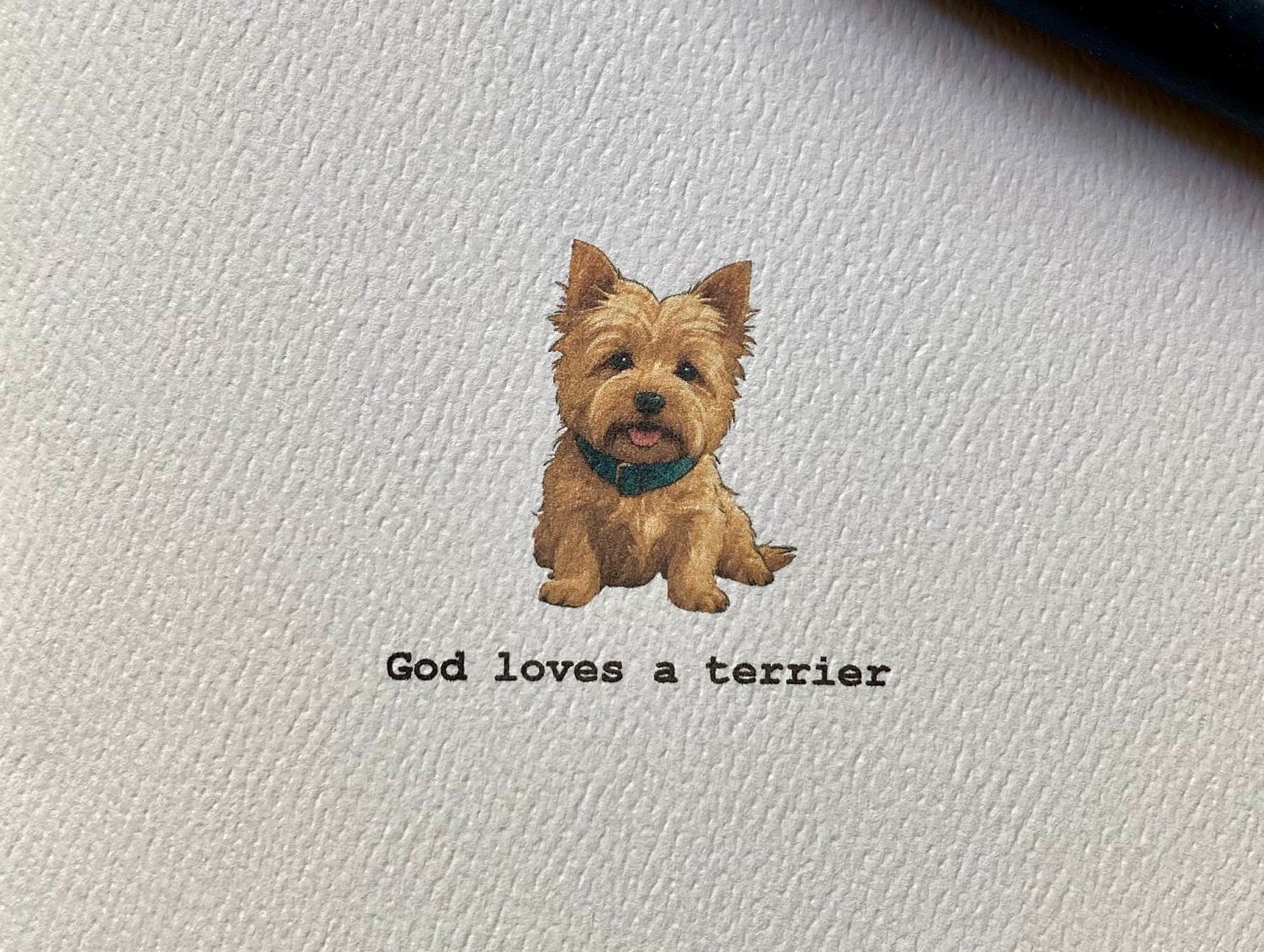 God Loves a Terrier Card; Funny Card for Dog Owner, Dog Lover, Norwich ...