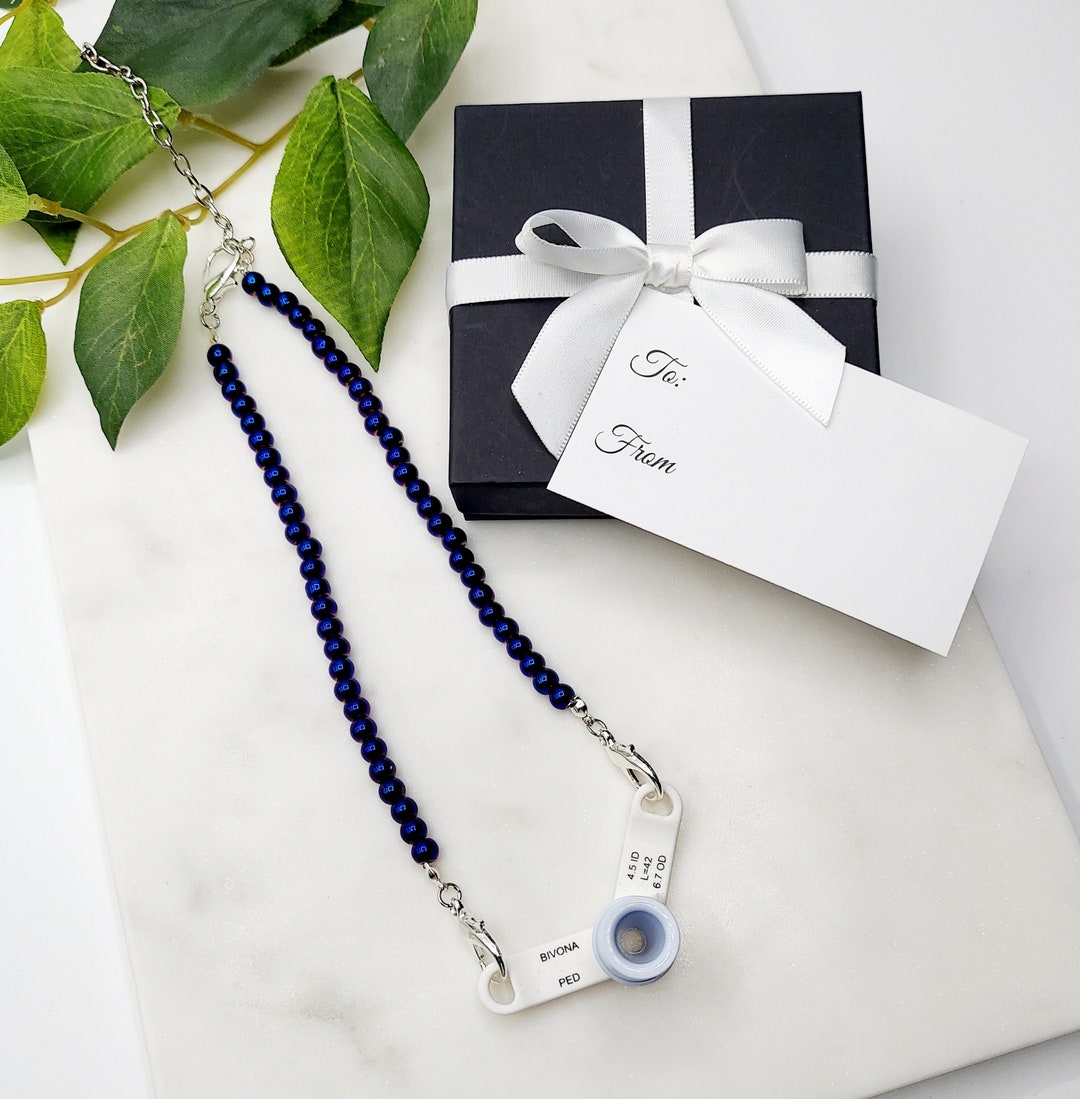 Beaded Trach Ties, Adjustable, Trach Chain, .... (shiny Royal Blue ...