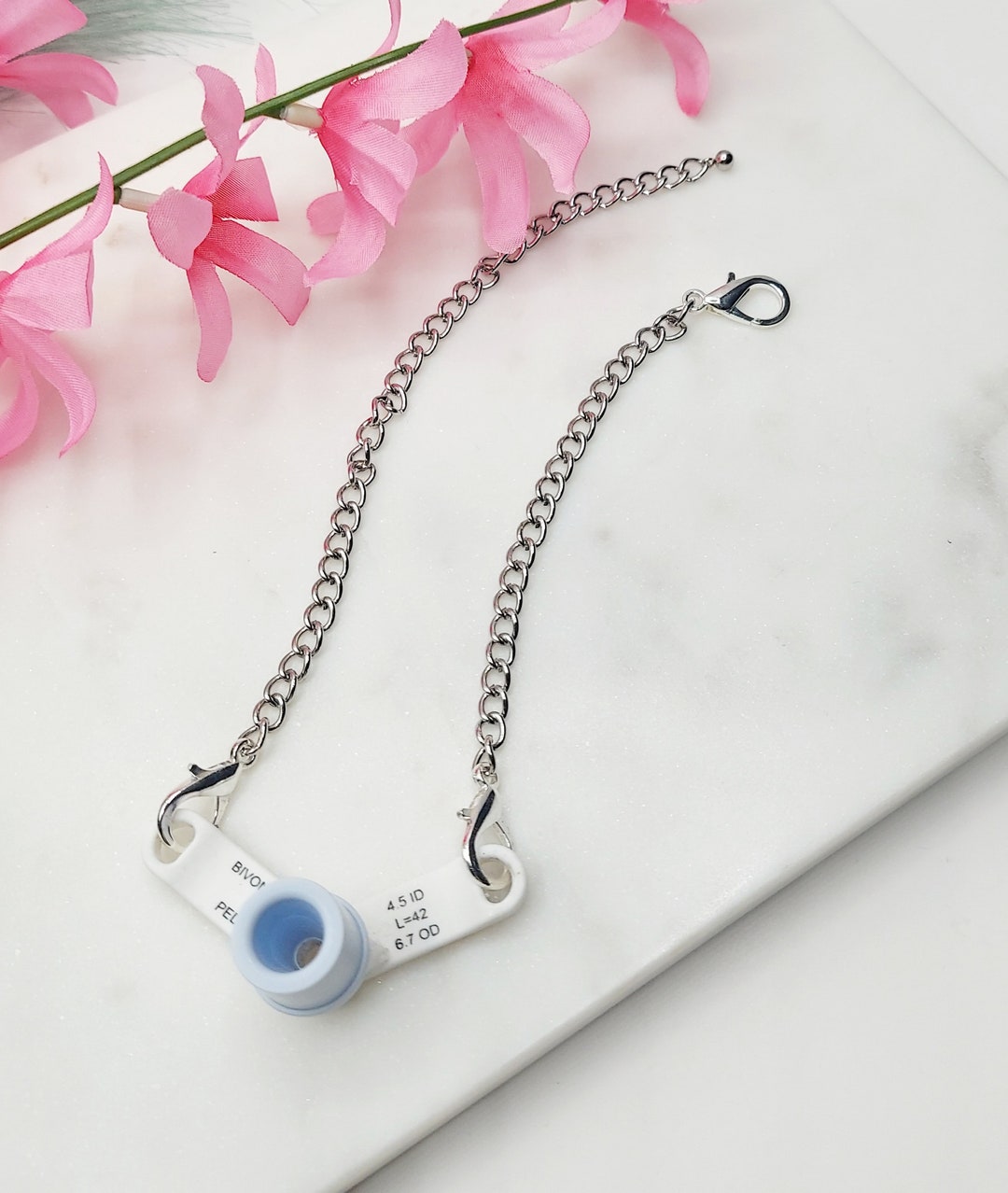 Beaded Trach Chain: Silver Adjustable Tracheostomy Tie - Etsy