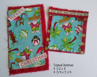 Christmas Fabric Flips for Junk Journals and December Dailies, Handmade ...