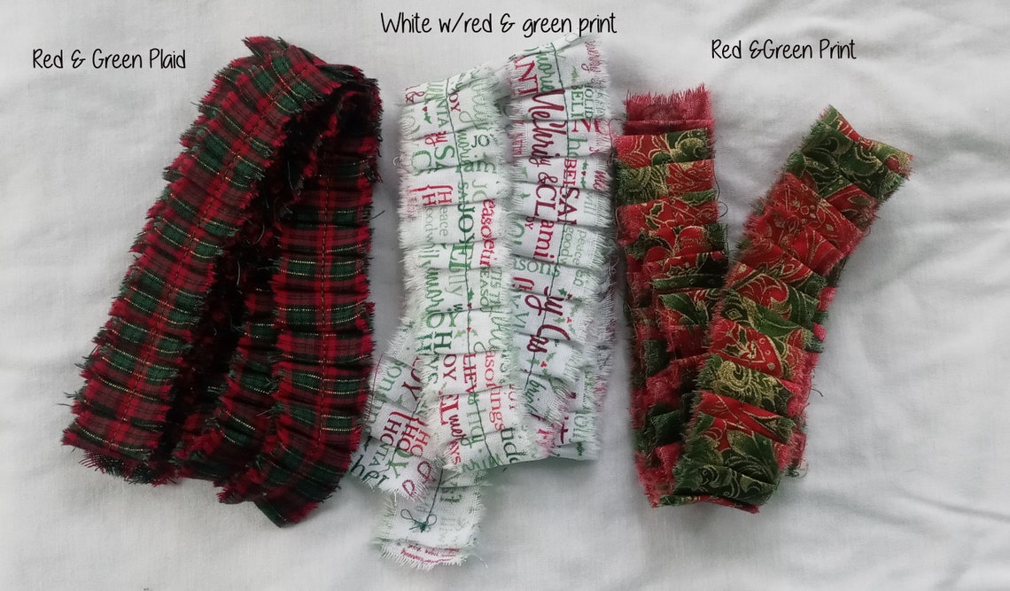 Christmas Fabric Ribbon and Ruffles - Etsy