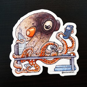 4 Stickers: Octopus STEM Sticker Pack, Science, Technology, Engineering ...