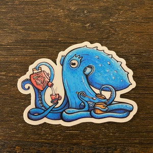Octobaristas Octopus Coffee Sticker Set Sheet, Barista Trendy Gift for ...