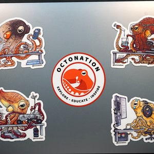 4 Stickers: Octopus STEM Sticker Pack, Science, Technology, Engineering ...