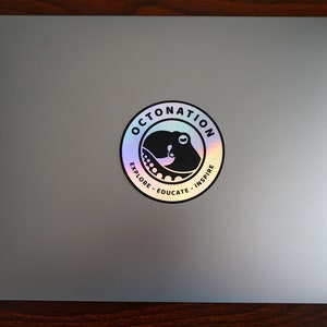 Octonation Badge, Holographic Sticker, Laptop Sticker, Octopus Sticker ...