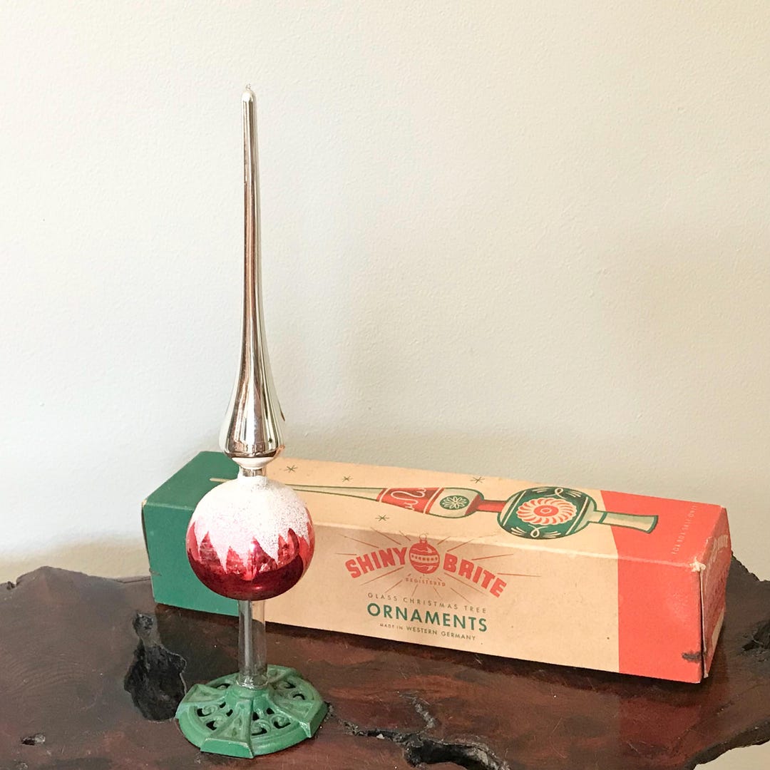 Shiny Brite Tree Topper W Germany Red White 9” Box 1960s by ...