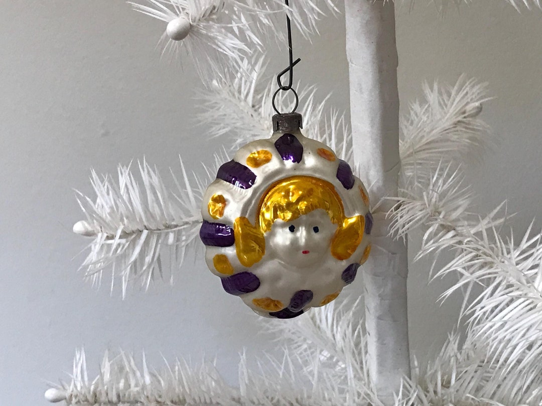 Antique German Two Faced Angel Ornament Double Face Feather Tree ...