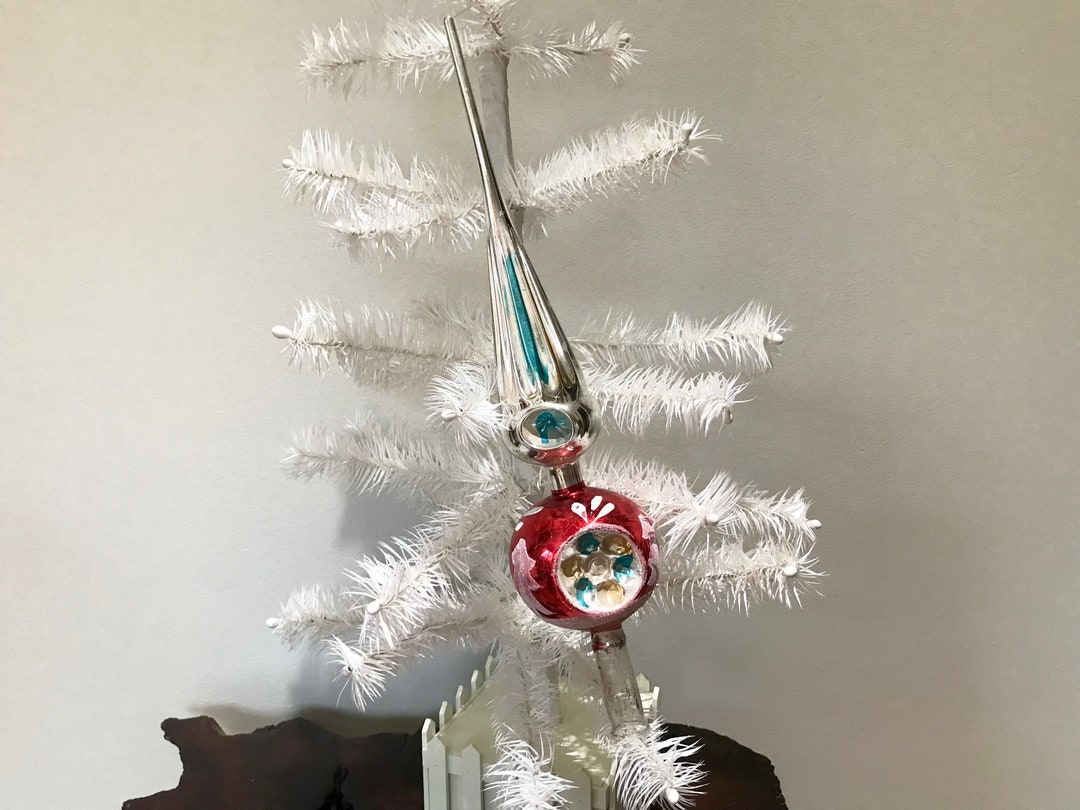 Atomic Tree Topper 6 Indent Bumpy Red Blue Silver Mercury Glass 12 West ...