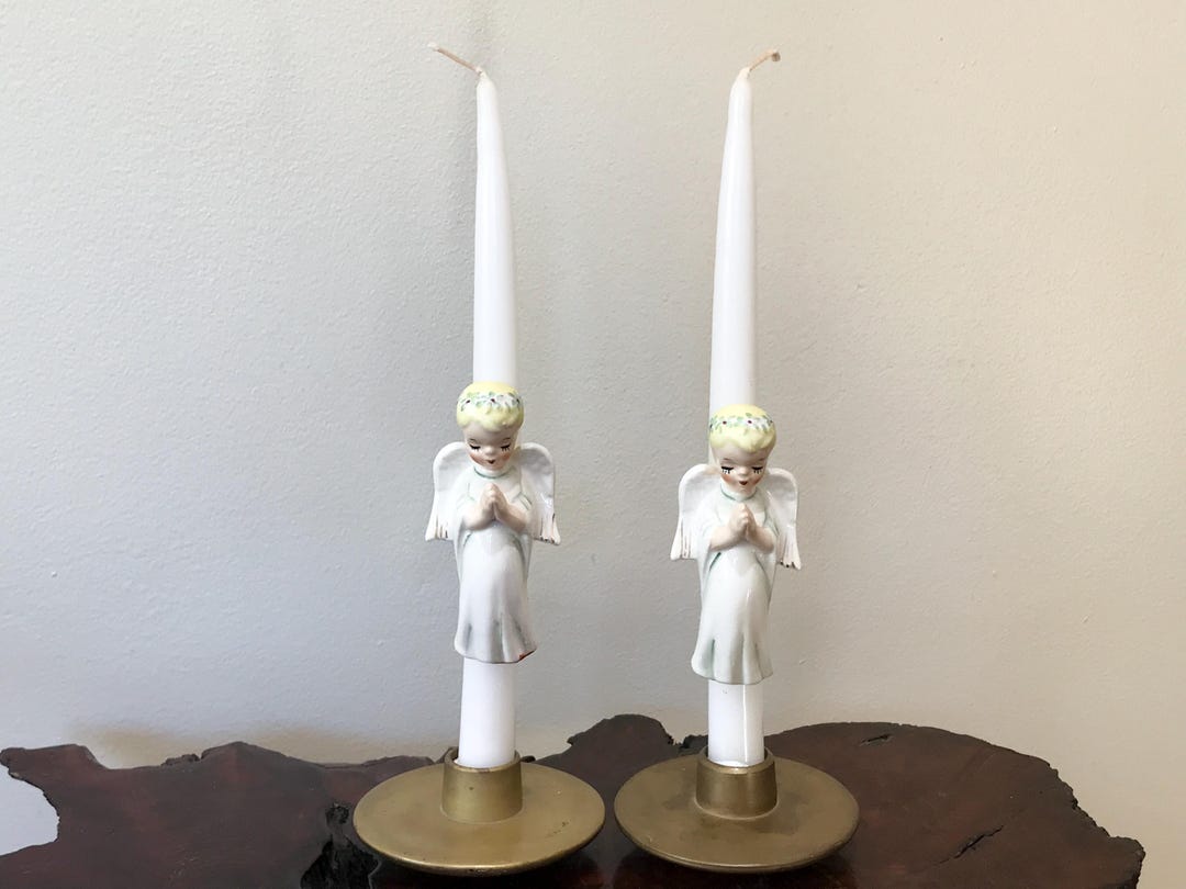 2 Lefton Angels Candle Hugger Climbing 1960s by Californiadreamin4me - Etsy
