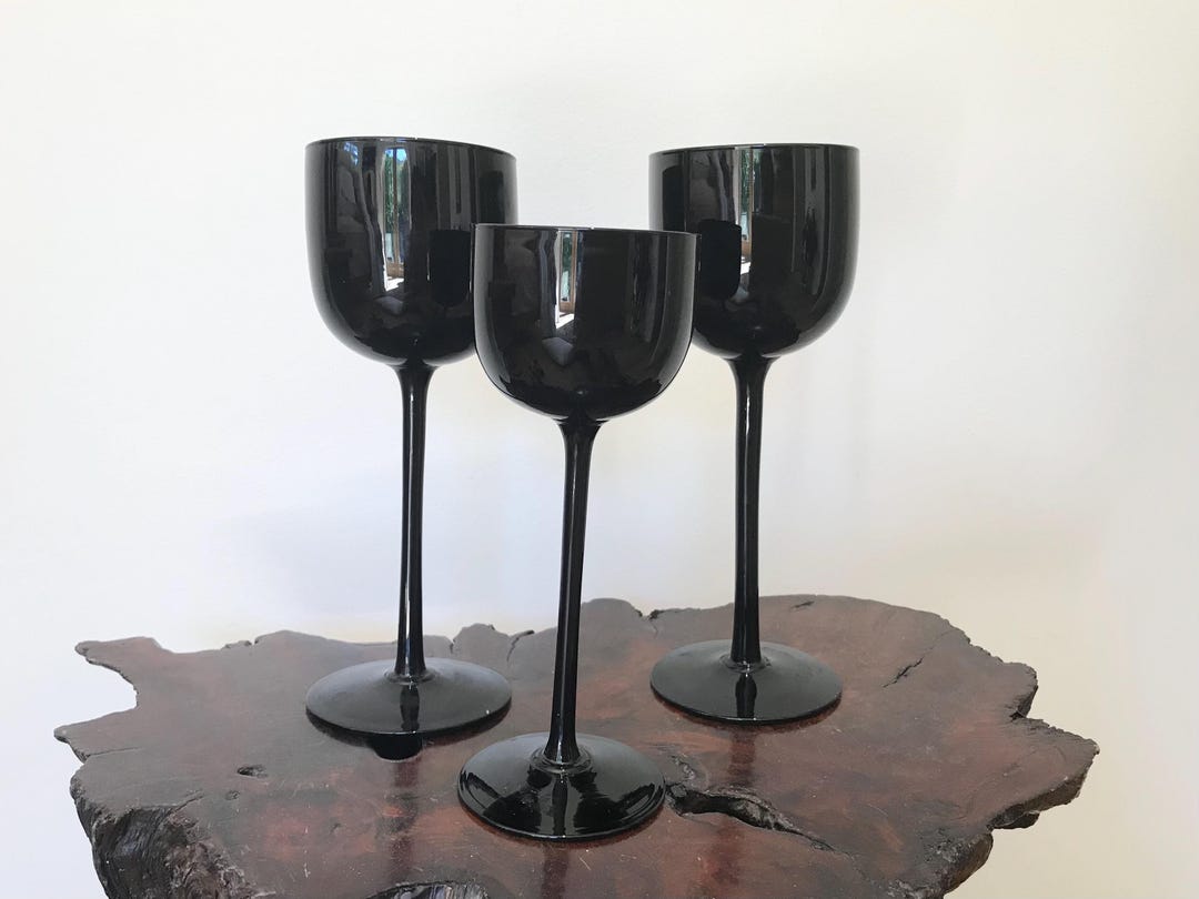 MCM Carlo Moretti Black Cocktail Glasses Tall Encased Glass Set/3 by ...