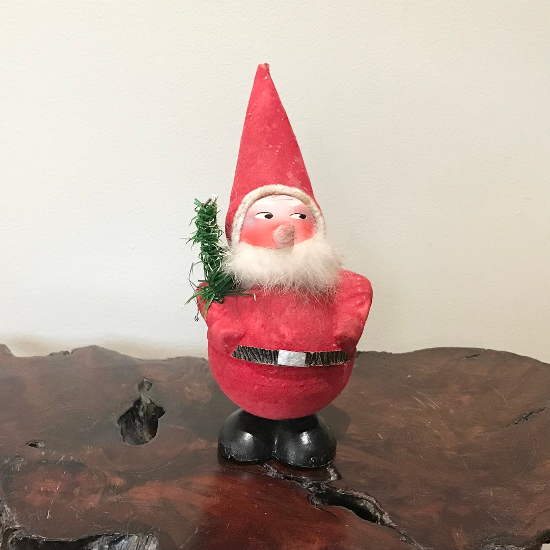 German Santa Candy Container With Feather Tree 1950s 8” by ...