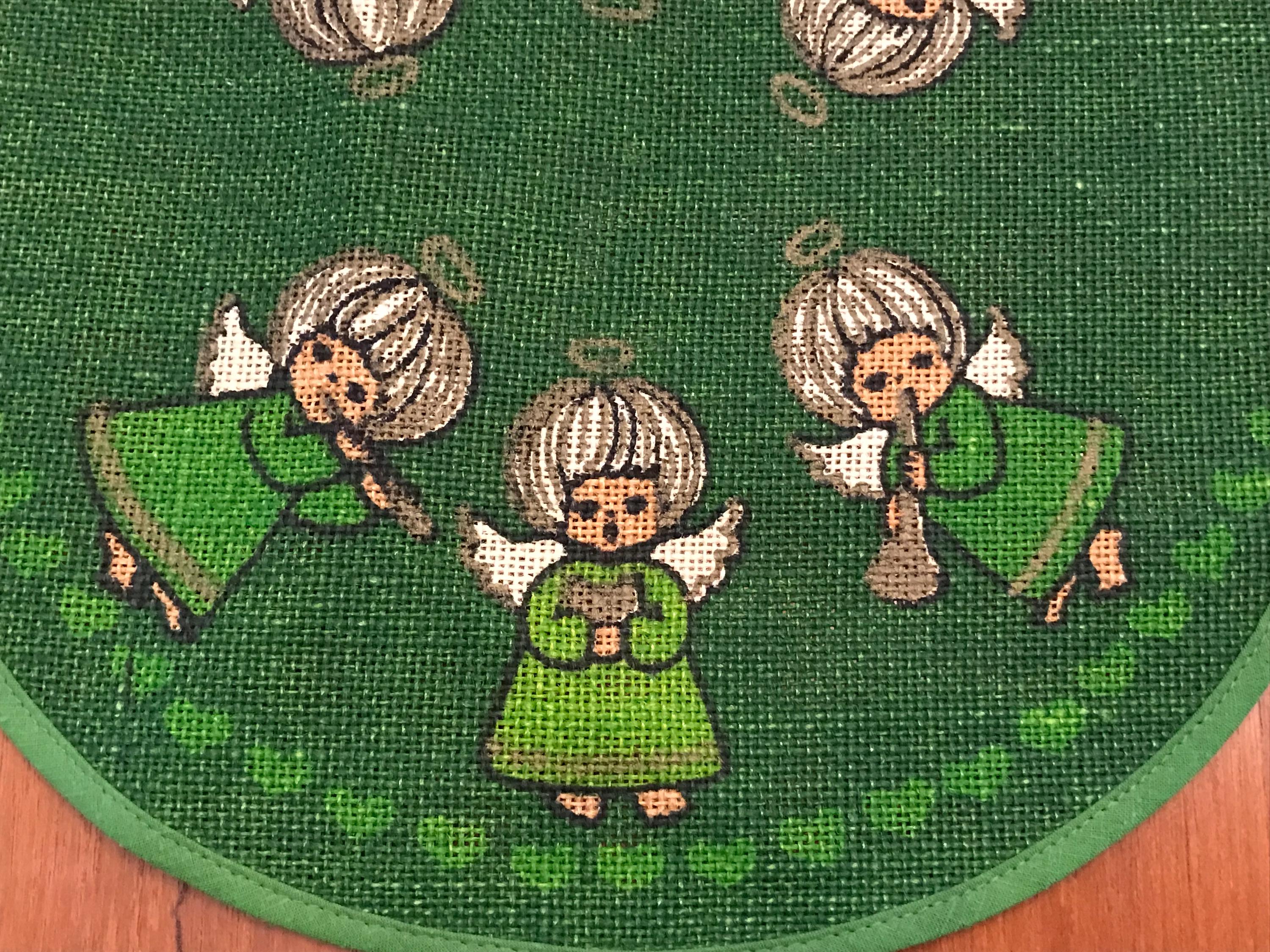 2 Swedish Feather Tree Skirt Jute Angels Scandinavian 12” Green Set/2 ...