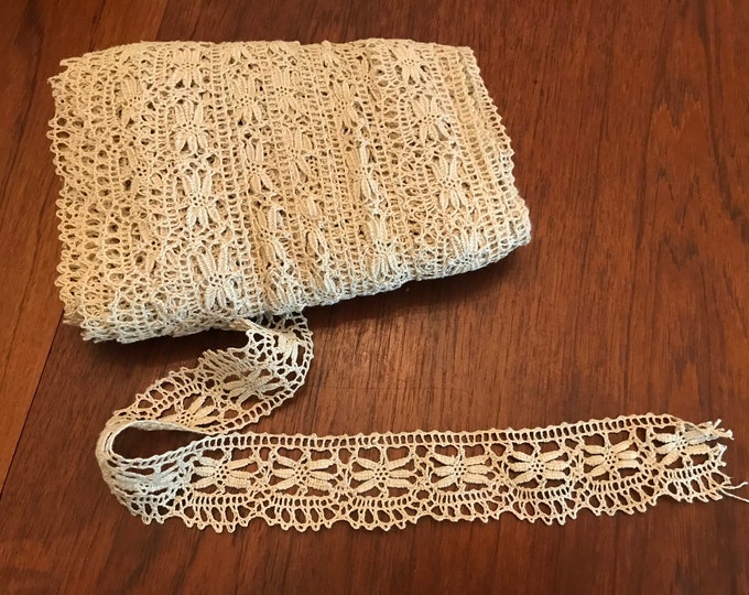 Vintage Bolt Crochet Cotton Lace Trim Ecru Beige 30+ Yards by ...