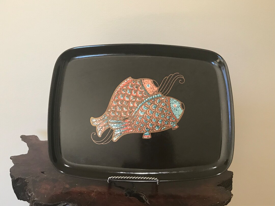 MCM Couroc Koi Fish Tray Coral Turquoise Rare California Beach Tiki ...