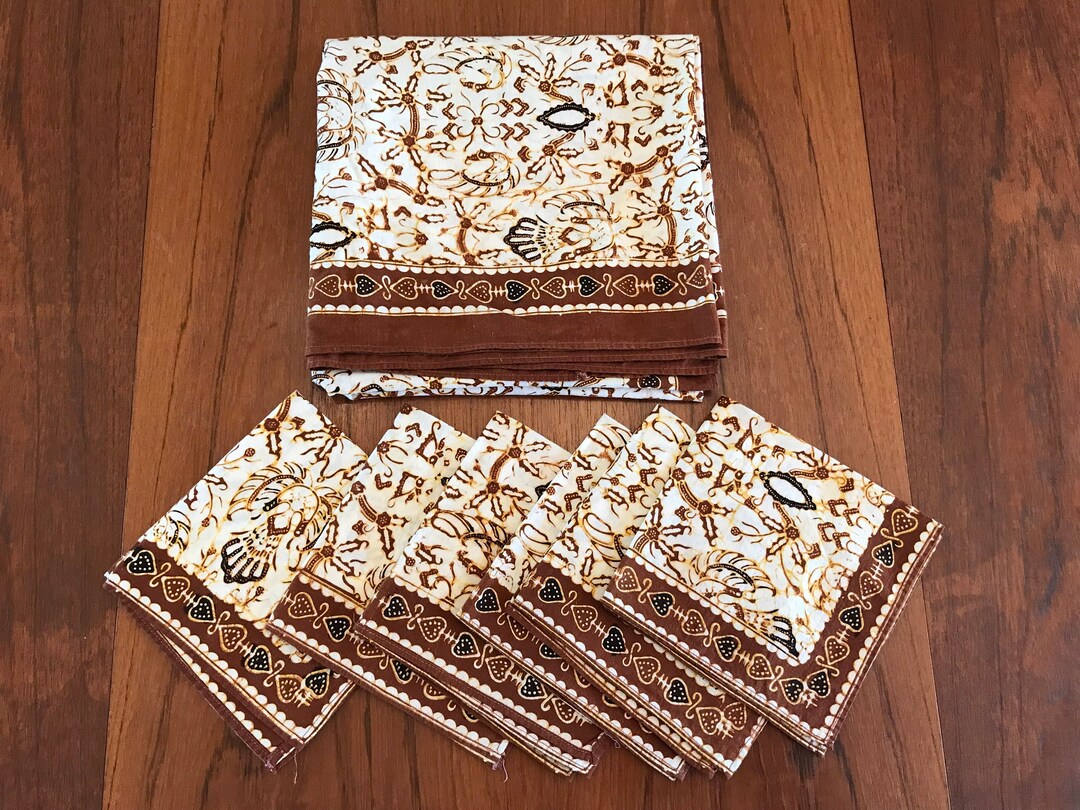Indonesian Batik Tablecloth Napkins 38 Bohemian Square Set/7 - Etsy
