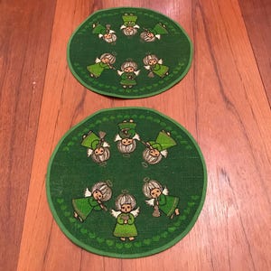 2 Swedish Feather Tree Skirt Jute Angels Scandinavian 12” Green Set/2 ...