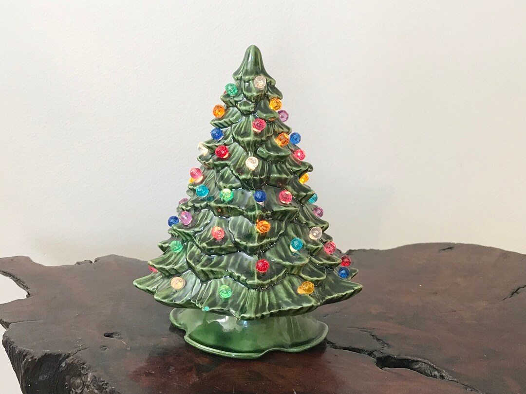 Vintage Ceramic Christmas Tree Mini Mod Lighted Ceramic Tree 8.5 Small ...