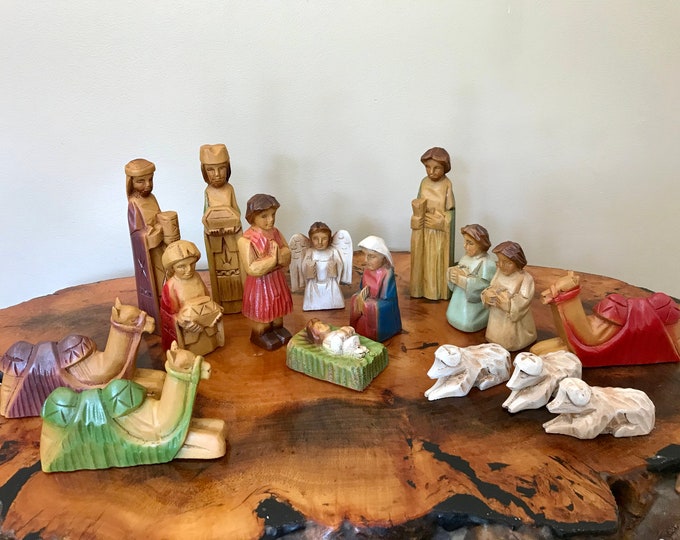 Vintage Nativity Set Philippines Hand Carved & Painted Set of 16 - Etsy