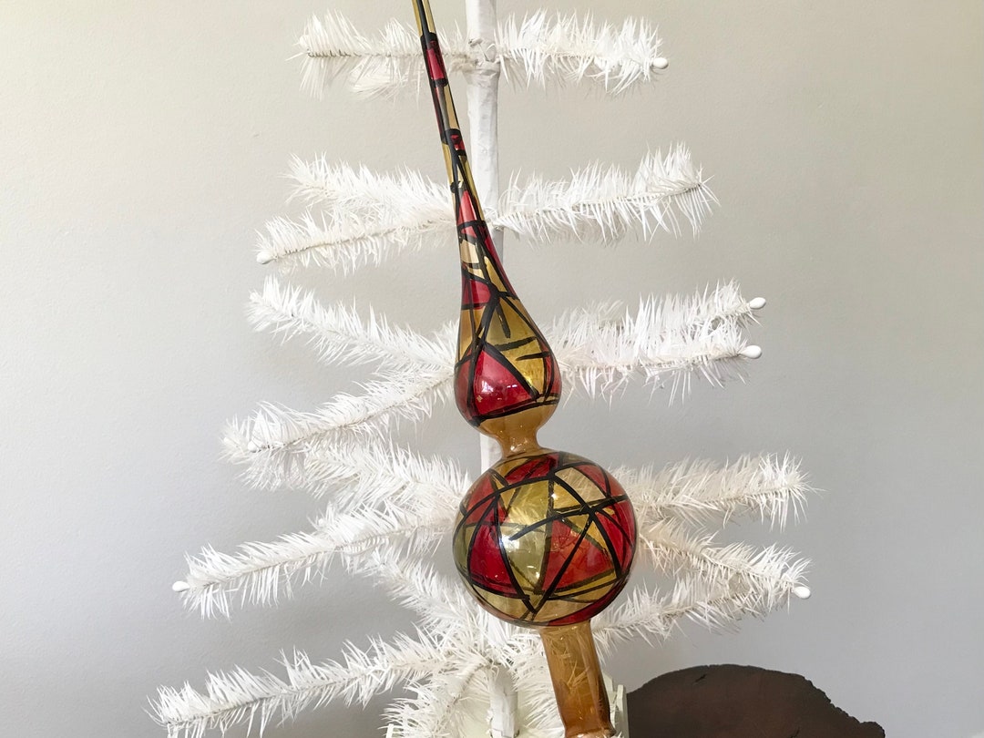 MCM Atomic Tree Topper Stained Glass Hand Painted Tree Topper by ...
