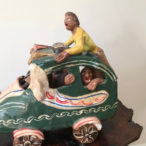 Mexican Ocumicho Pottery Car With Scared Passengers Mex Folk Art Clay ...