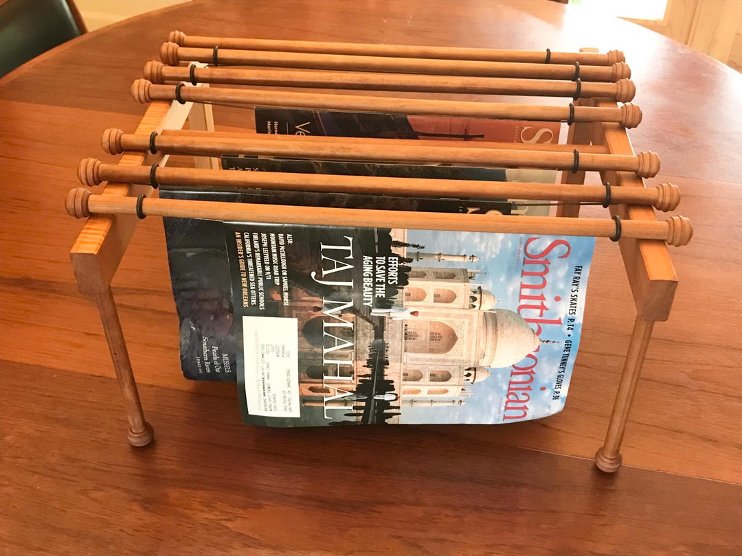 Mid-century Magazine Rack Wood Dowels Danish Modern by ...
