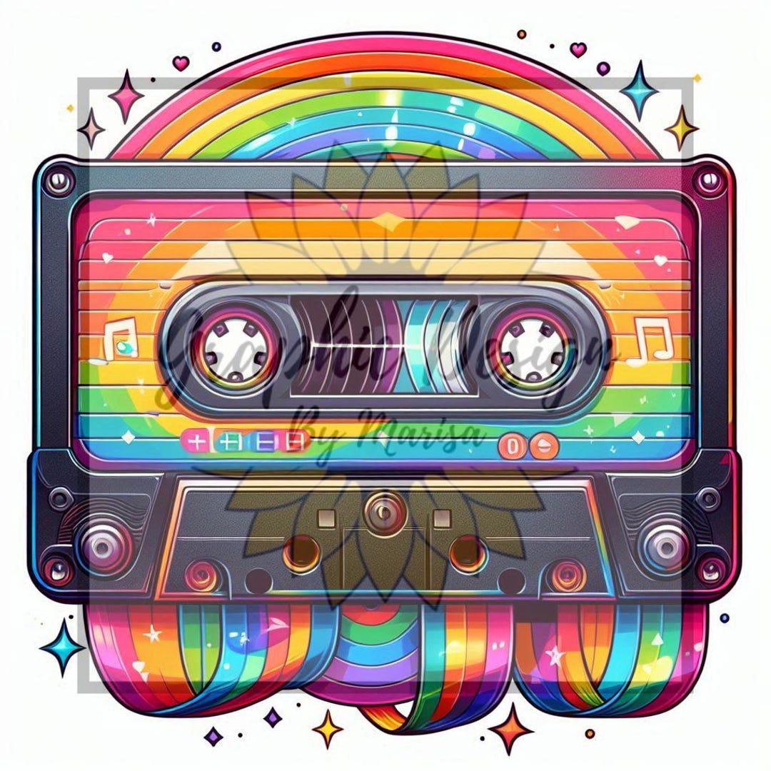Rainbow Disco Music Clipart, Cassette Tape, Disco Ball Telephone ...