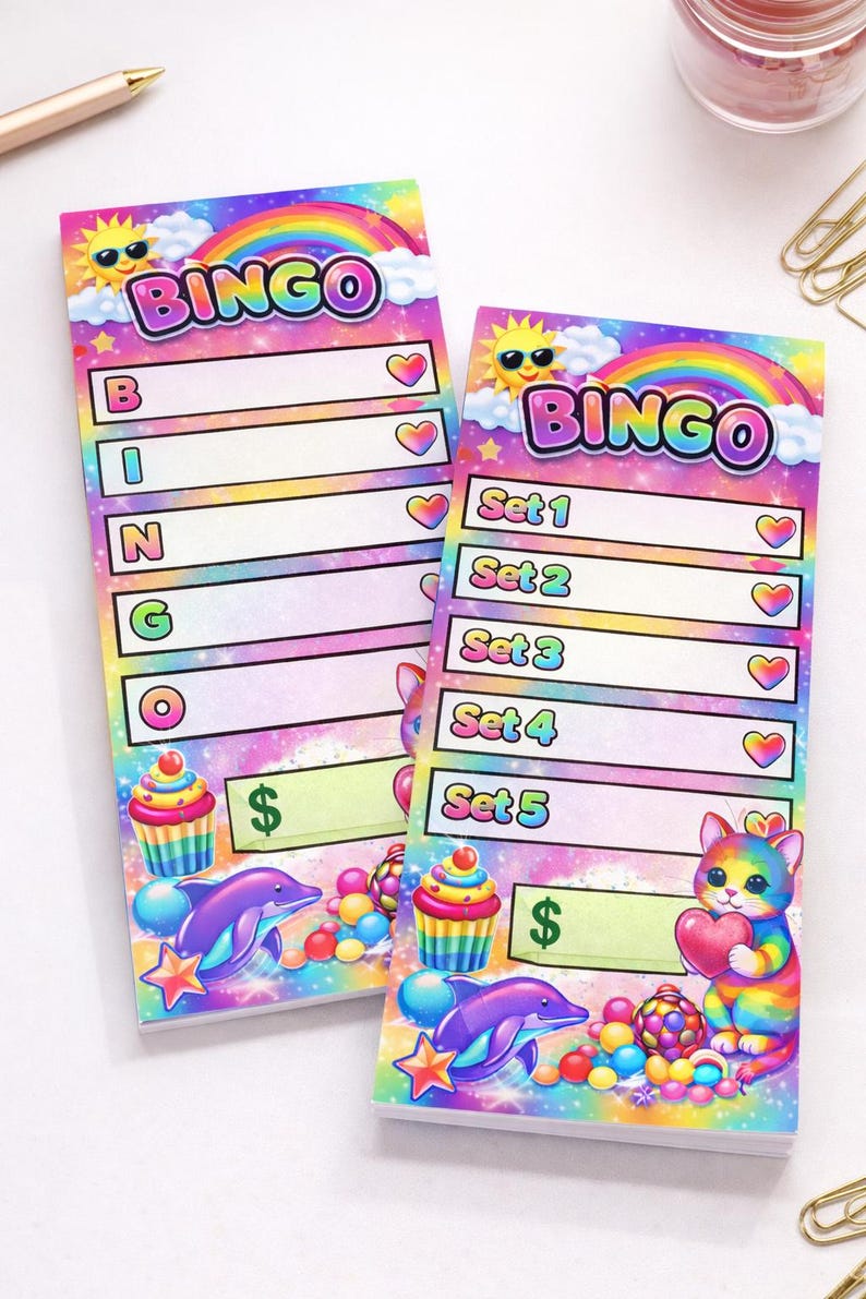 Rainbow Inspired Cute Bingo Pads Sets Bingo or Letters. Bingo Papers - Etsy