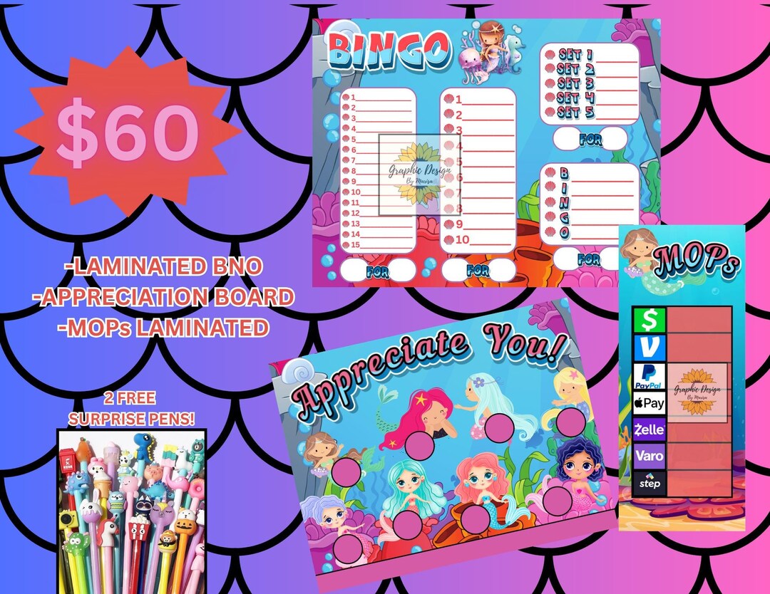 Laminated Bingo Set, Mops Card, Appreciation and Marathon - Etsy