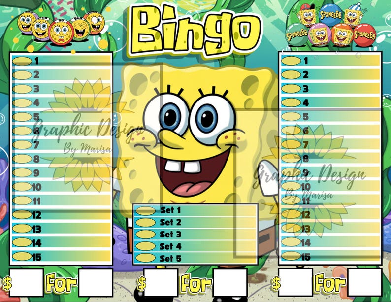 Laminated BNO Sheet Spongebob Bingo Dry Erase With Marker - Etsy