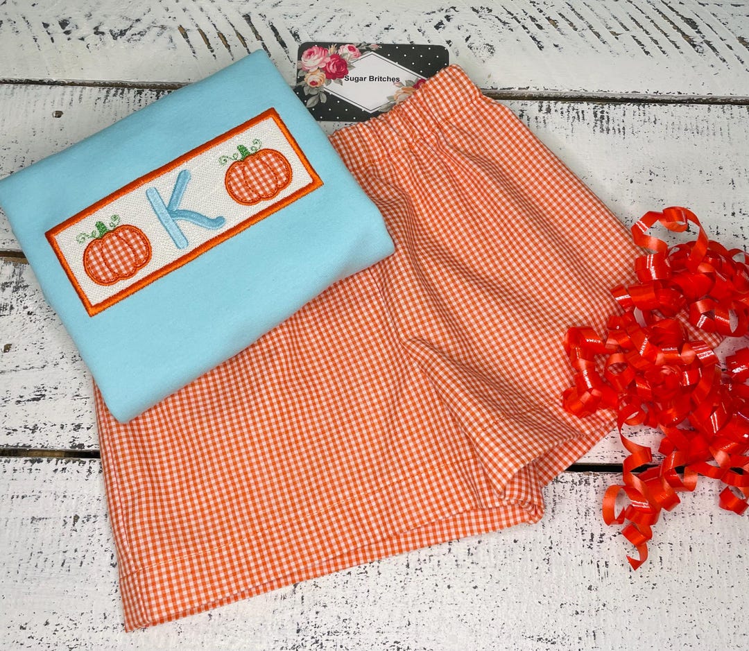 Embroidered Appliqué Boy Thanksgiving Outfit,toddler Boy Fall Pumpkin ...