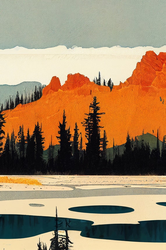 Yellowstone National Park Theme Printable Art Original - Etsy