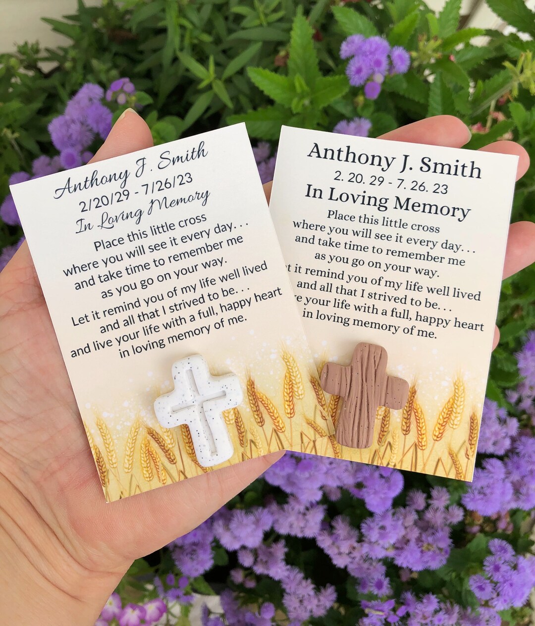 Personalized Funeral Favor Card With Cross, Pocket Cross Token With ...