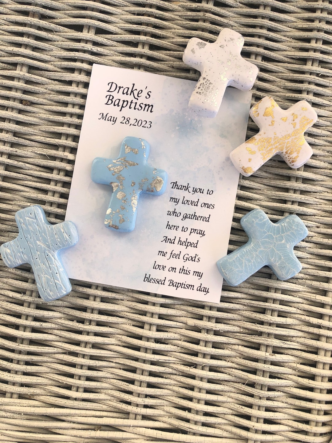 Personalized Baptism Favor Cross Magnet, Christening Favor Cross for ...