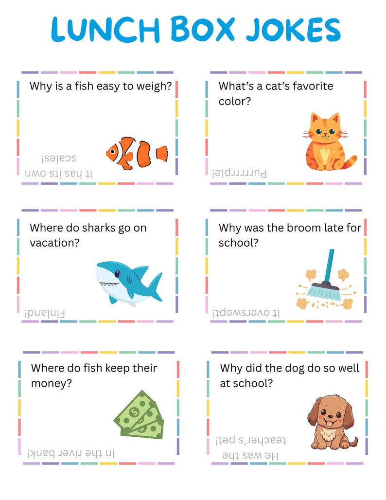 Printable Lunchbox Jokes for Kids – Funny School Lunch Notes, Digital ...
