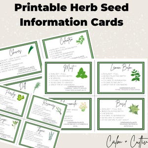 Printable Herb Seed Information Cards | How to Grow Guide for 12 ...