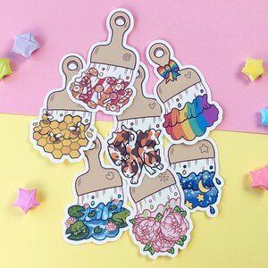 BUNDLE Paint Brush Sticker Set of 7, Matte Laminated Handmade Die Cut ...
