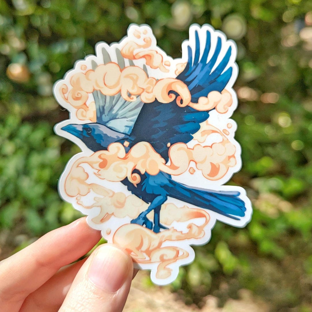 Crow Vinyl Sticker 3 Matte Laminated, Black Raven Bird Waterproof ...