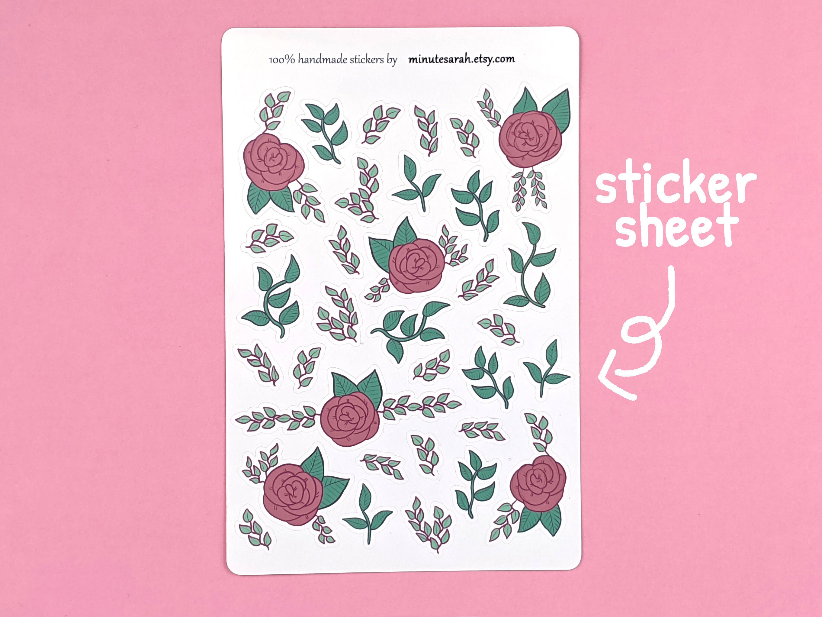 Red Roses Planner Sticker Sheet Flower Waterproof Sticker Set ...