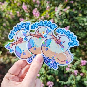 HOLOGRAPHIC Messy Artist Vinyl Sticker, Art Meme Cute Bird Animal ...