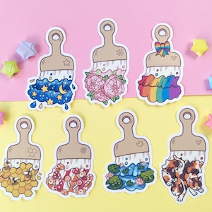 BUNDLE Paint Brush Sticker Set of 7, Matte Laminated Handmade Die Cut ...