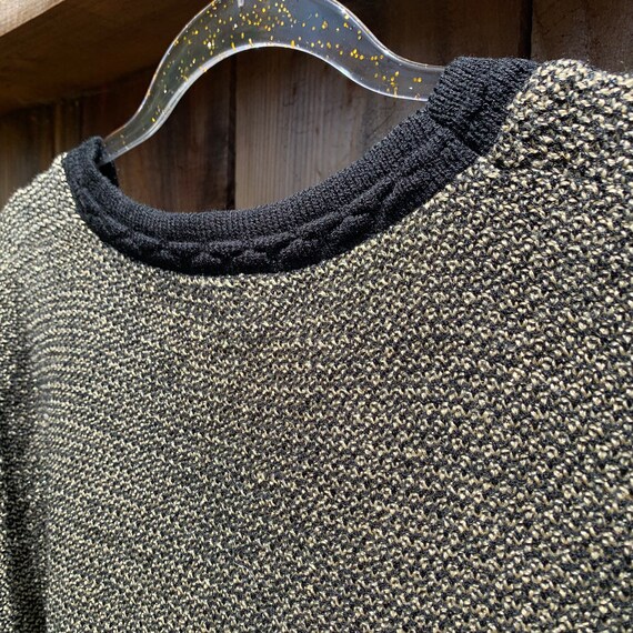 Vintage Black and Gold Metallic Knit Shirt - Gem