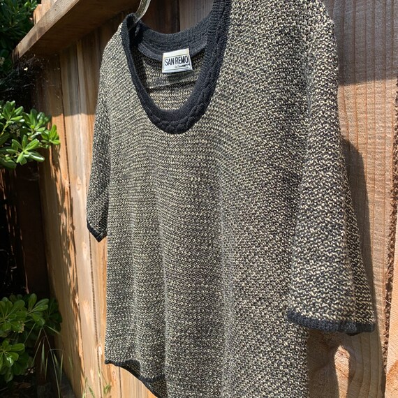Vintage Black and Gold Metallic Knit Shirt - Gem