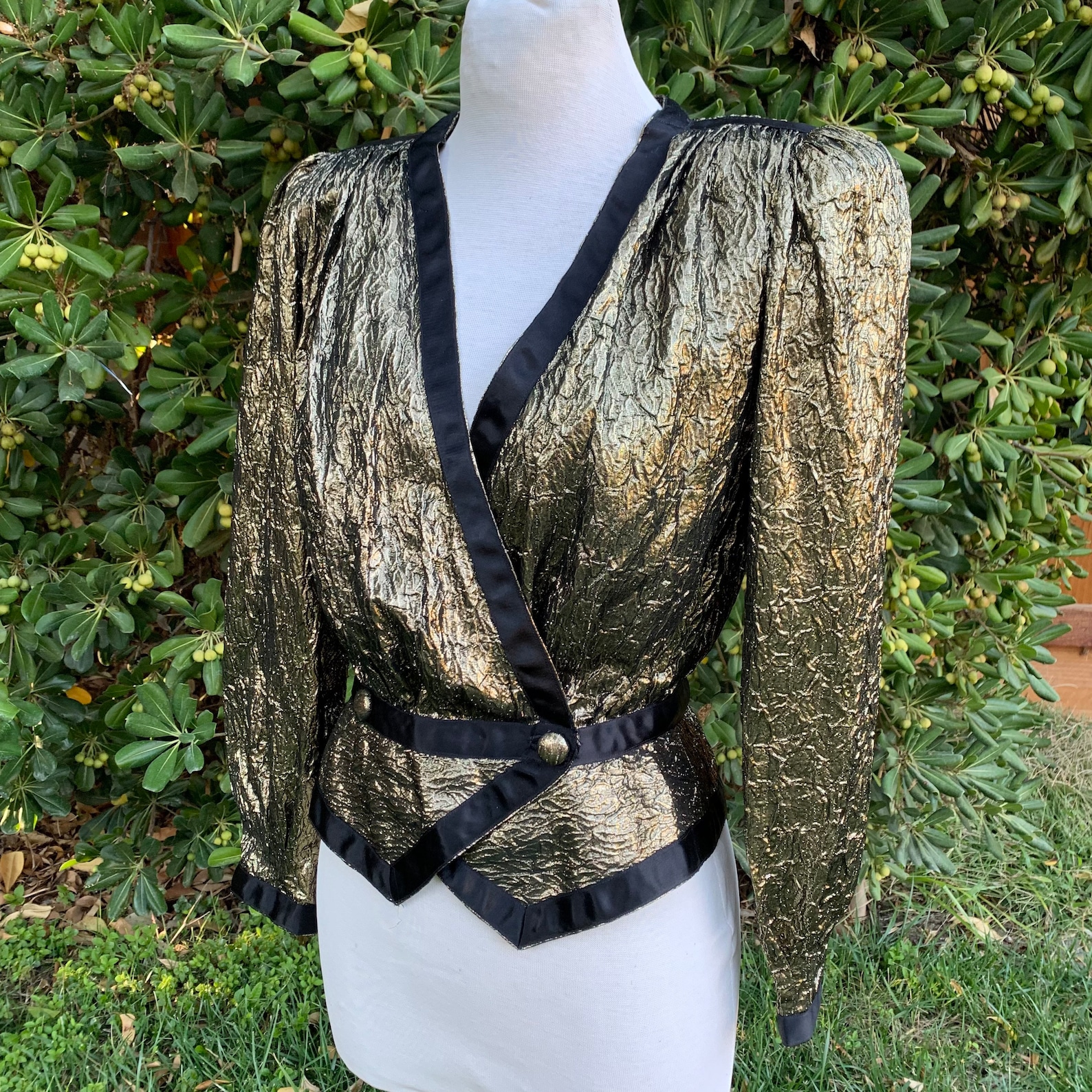 80s Metallic Gold Shiny Cropped Jacket - Etsy