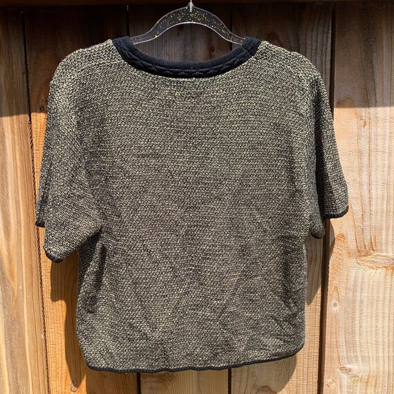 Vintage Black and Gold Metallic Knit Shirt - Gem
