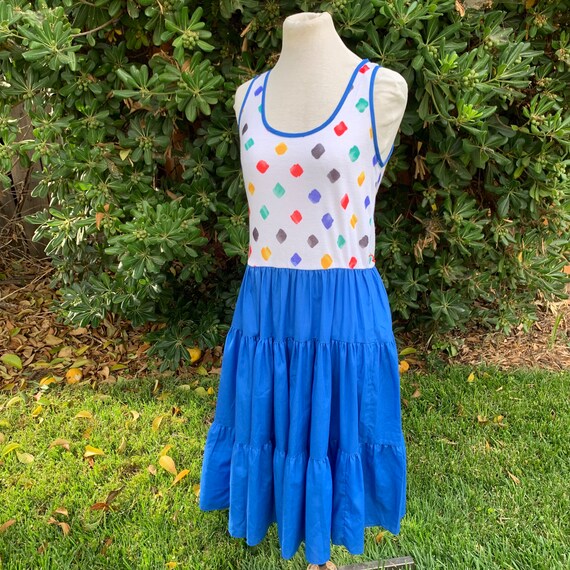 Vintage 80s Dress Primary Colors - Gem