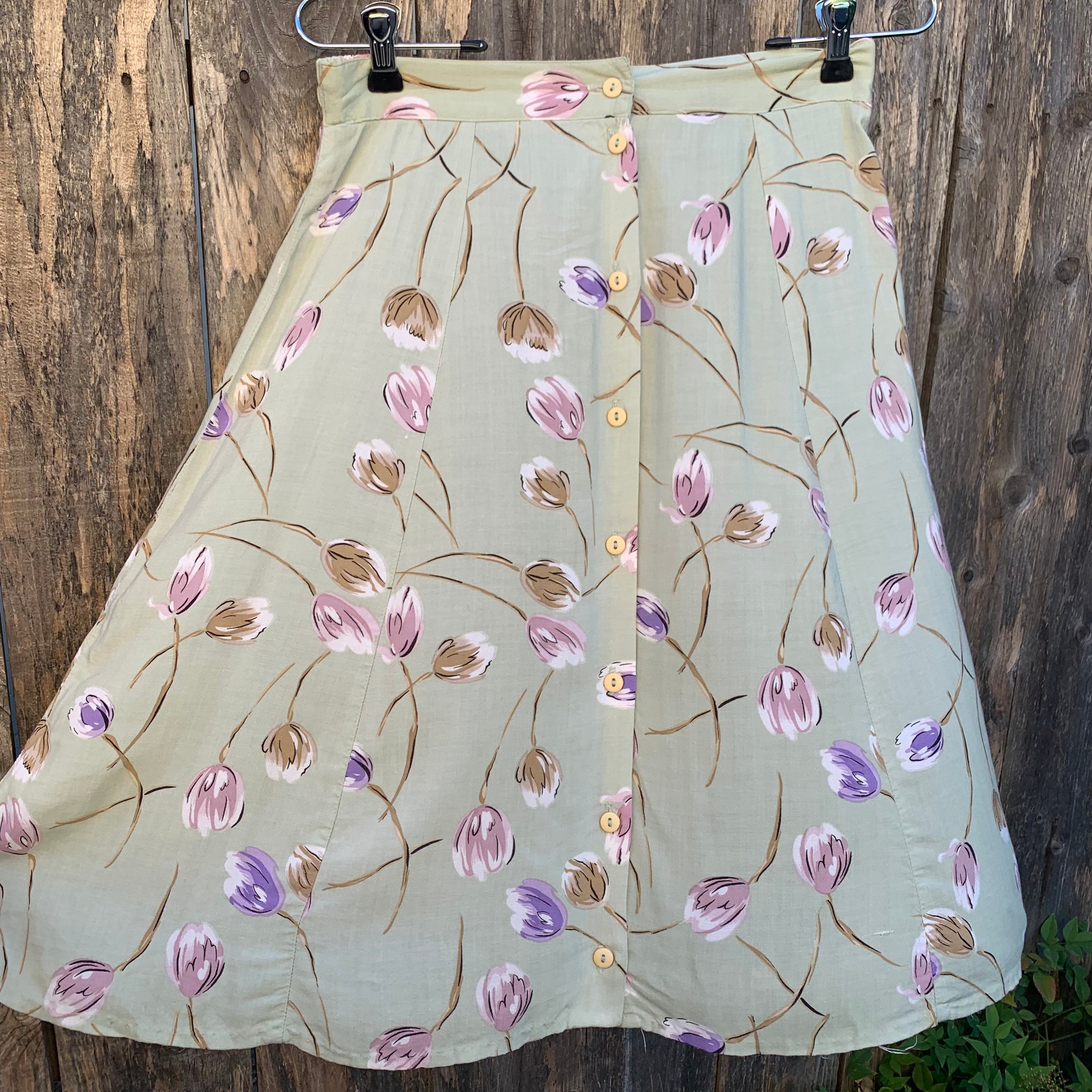 90s Floral Midi Skirt - Etsy