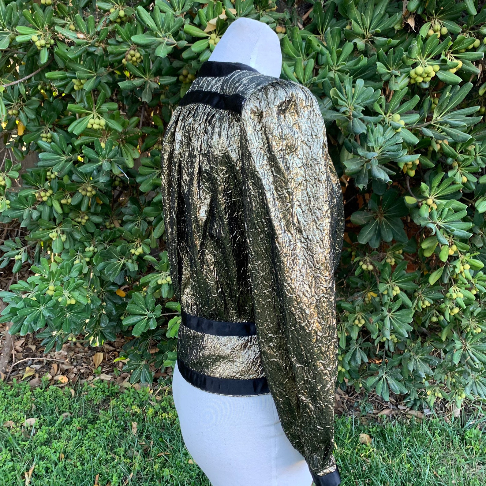 80s Metallic Gold Shiny Cropped Jacket - Etsy