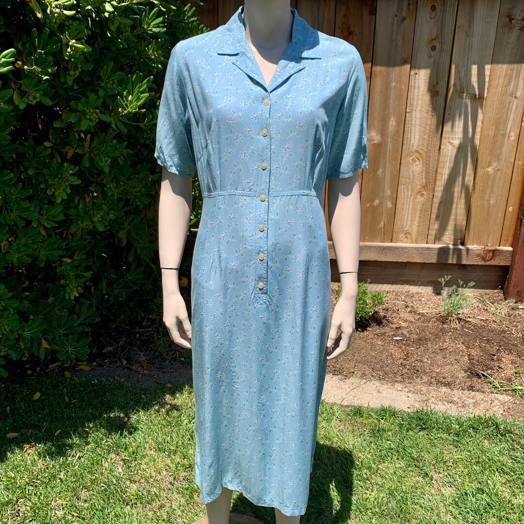 Vintage Blue Floral Dress - Etsy