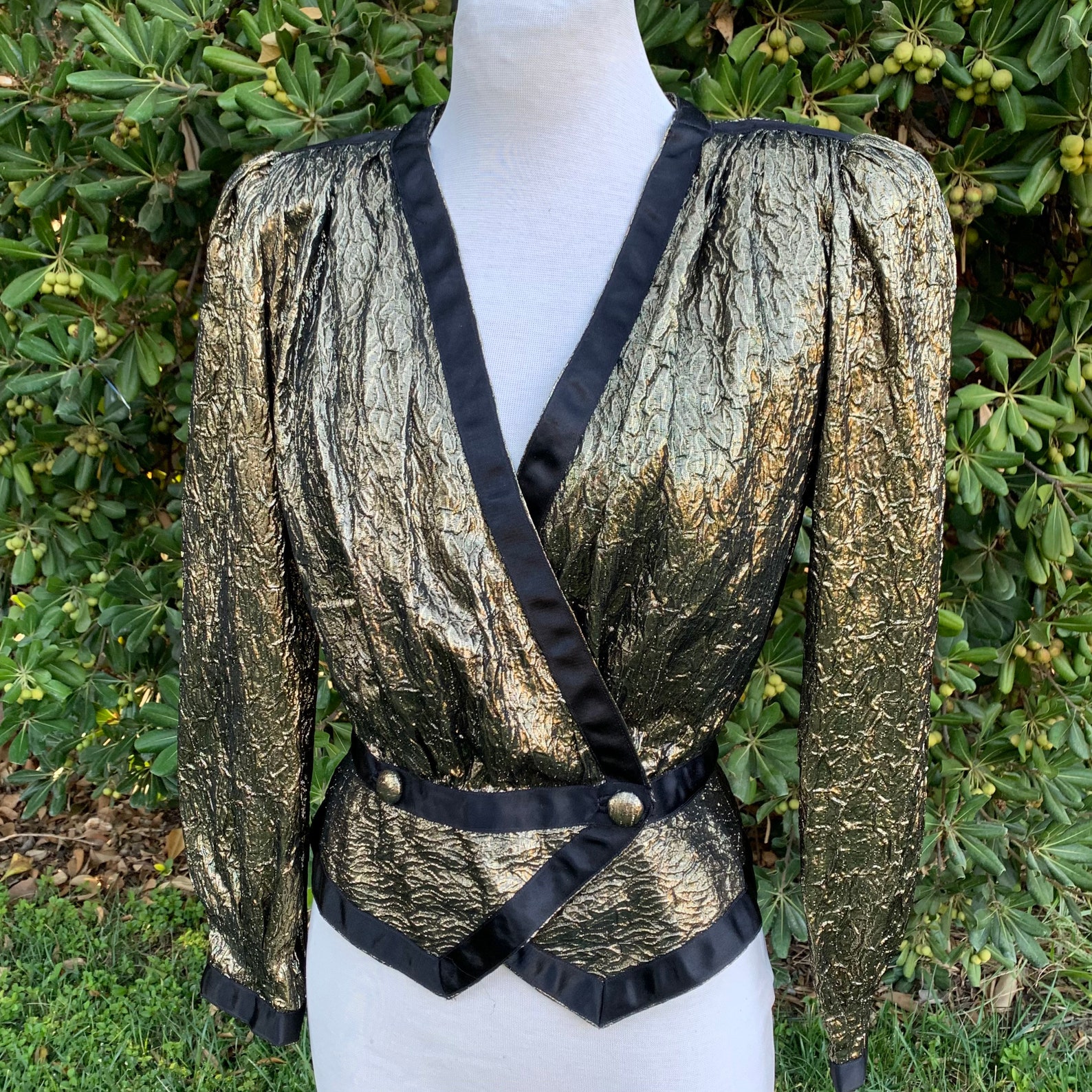 80s Metallic Gold Shiny Cropped Jacket - Etsy