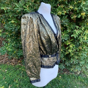 80s Metallic Gold Shiny Cropped Jacket - Etsy